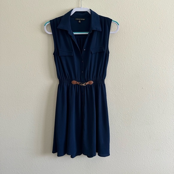 always indigo | Dresses | Always Indigo Sleeveless Button Up Dress ...
